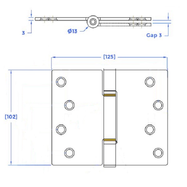 Stainless Steel Projection Hinge | Self-Lubricating, 160kg Load