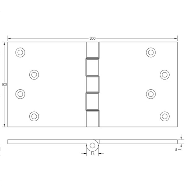 Solid Brass Broad Butt Projection Hinge | Phosphor Bronze Washered