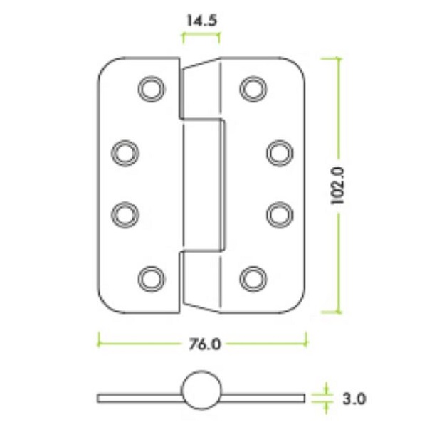 Grade 14 Radius Anti-Ligature Concealed Butt Hinge | 160kg Load